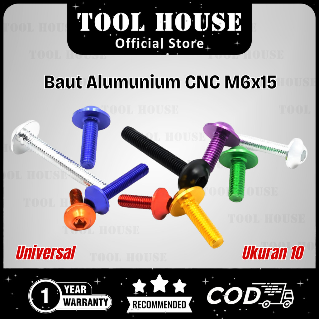 Jual Tool House [Garansi Toko 1 Tahun] BAUT ALUMINIUM FULL CNC M6x15 ...