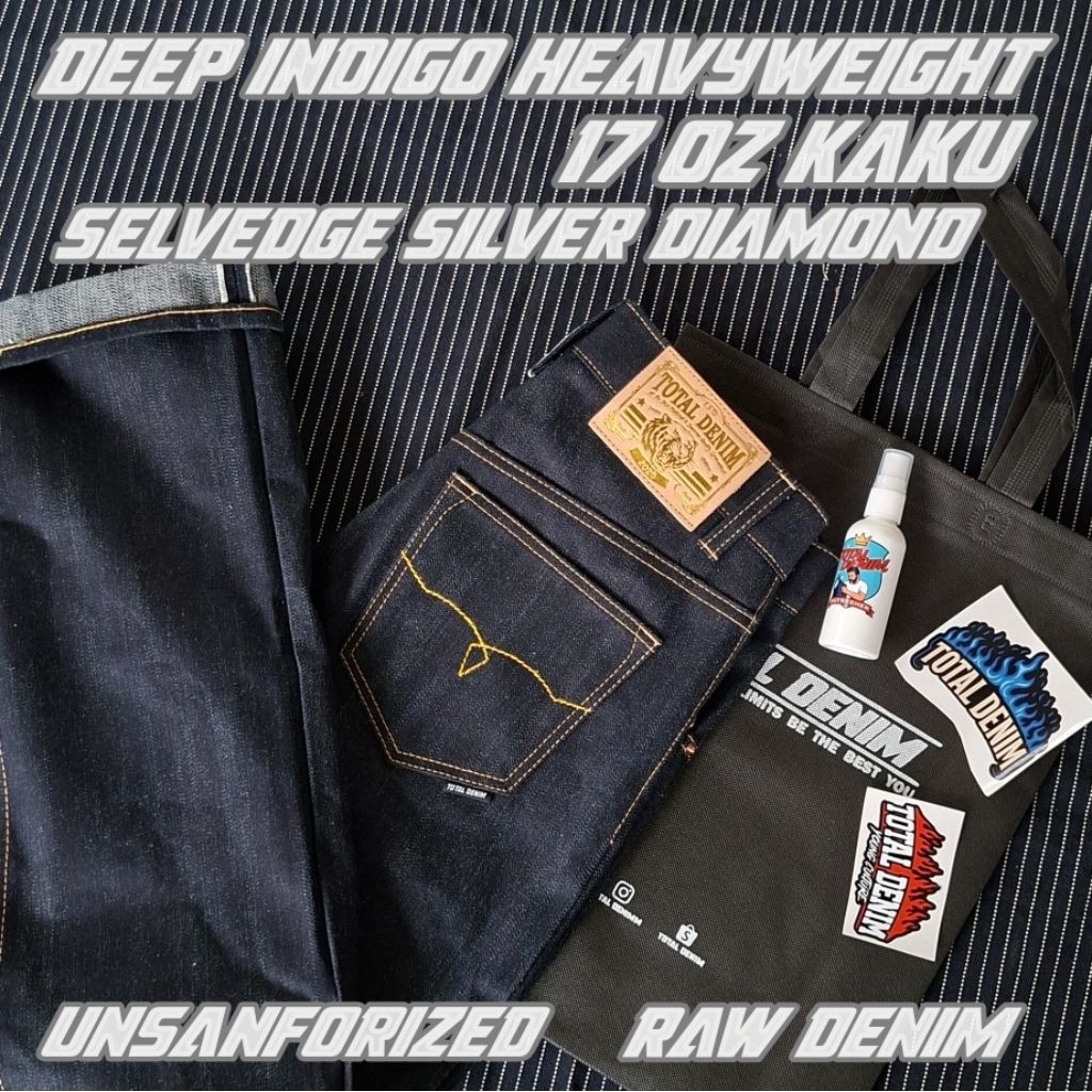 Jual TOTAL DENIM selvedge original HEAVYWEIGHT 17OZ deep indigo diamond ...