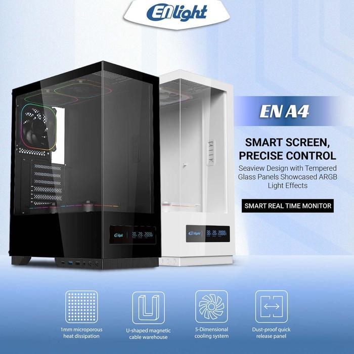Jual Casing PC ENLIGHT A4 Display Digital ATX - inc 3 fan ARGB | Shopee ...