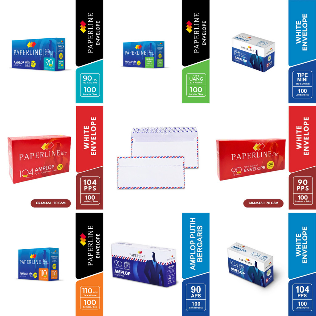 Jual (1 PACK) AMPLOP PAPERLINE / ATK KANTOR ENVELOPE POLOS 90 104 110 ...