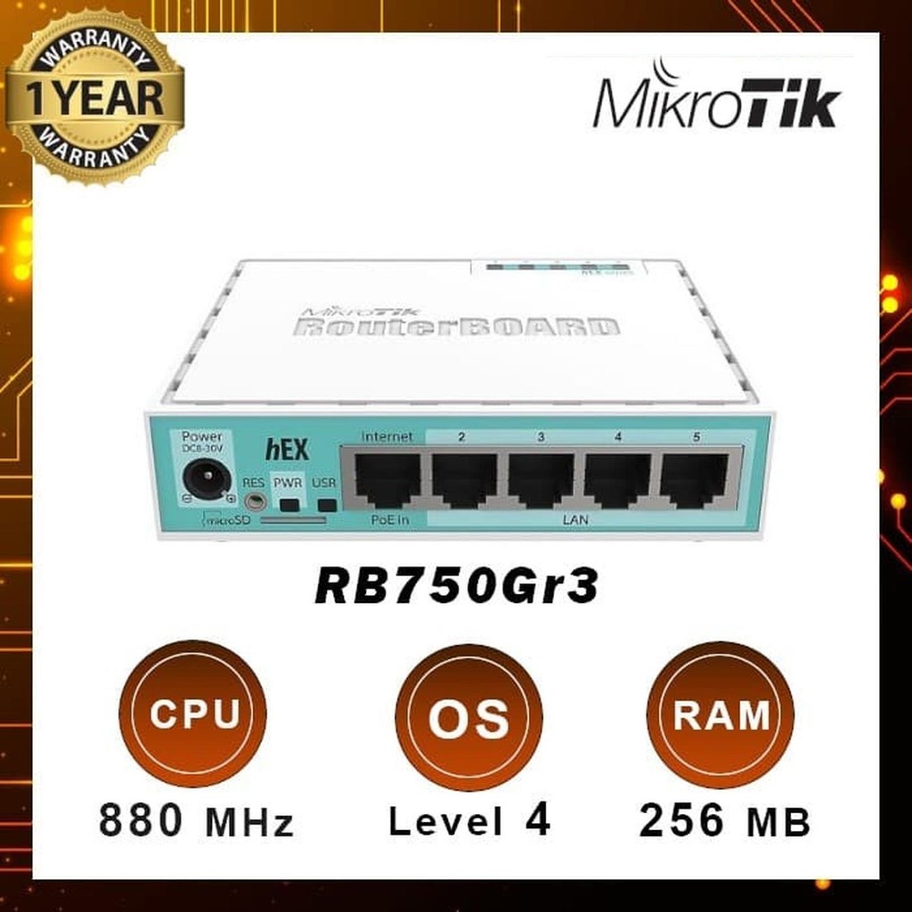 Jual Mikrotik RB750GR3 hEX Router Board 5 Port Gigabit PoE in 1 USB ...