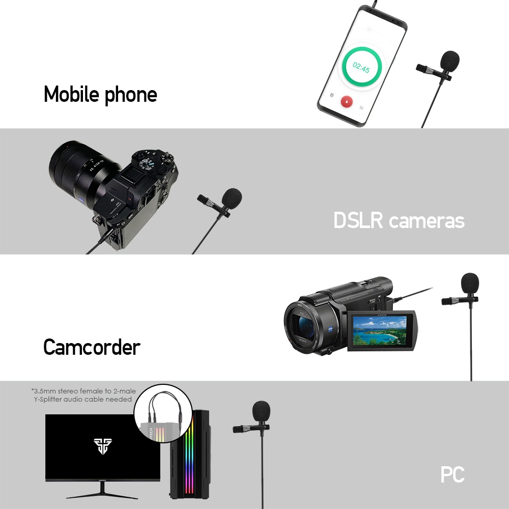 Jual Fantech Mic Clip On MV01 Lavalier Microphone | Shopee Indonesia