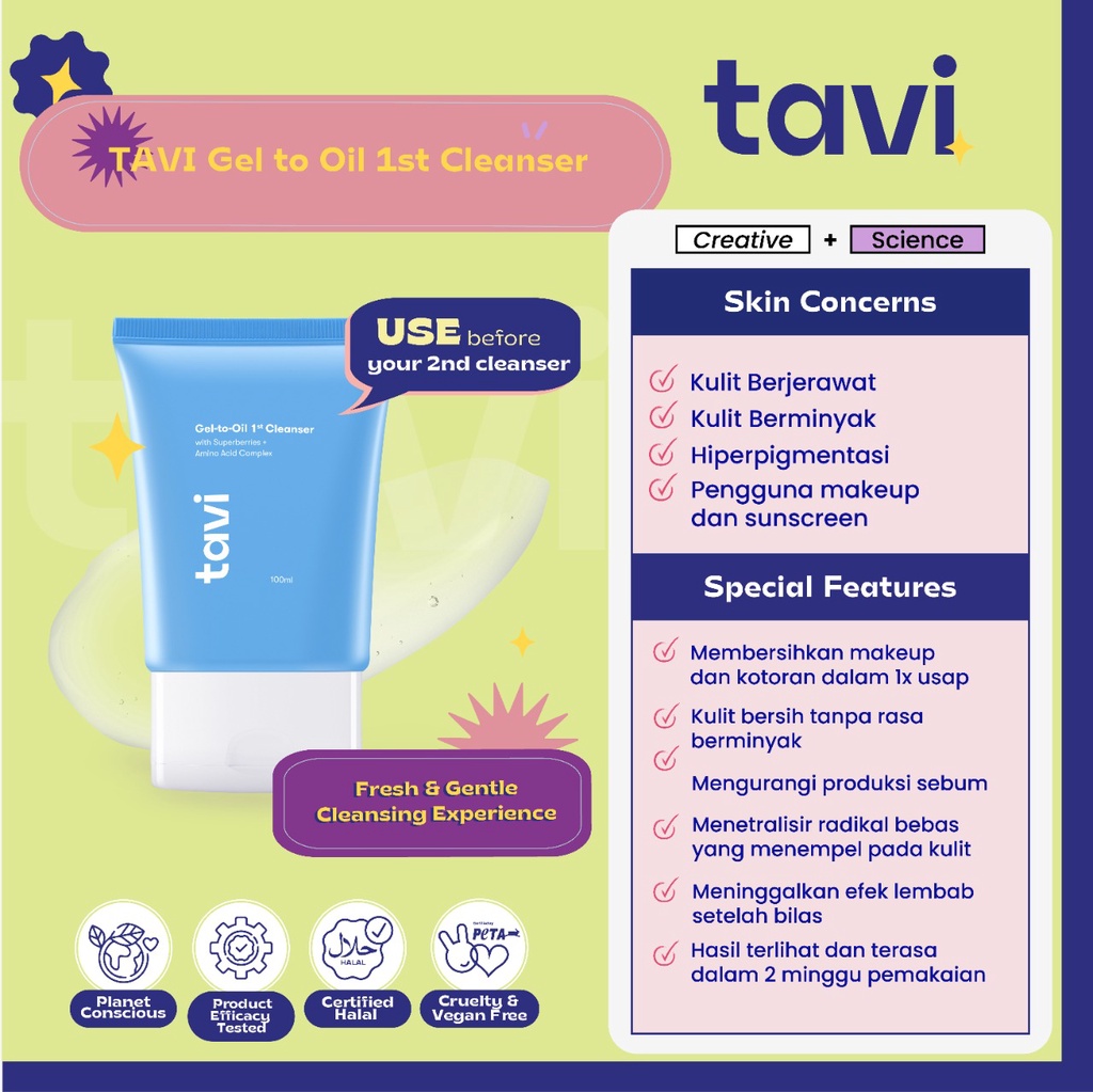 Jual TAVI Gel to Oil Cleanser 1st Cleanser 100 ml - Make up Remover ...