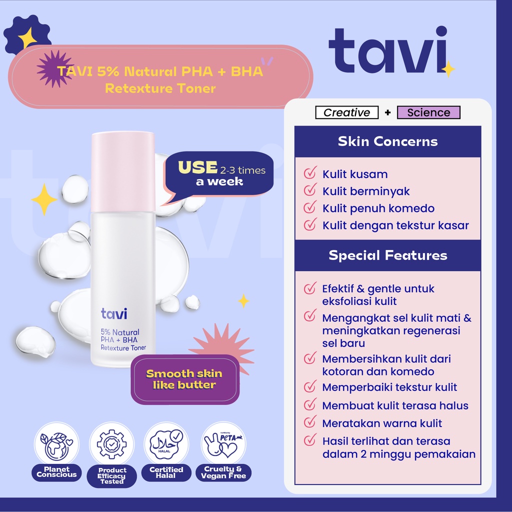 Jual TAVI 5% Natural PHA + BHA Retexture Toner 100 ml - Toner ...