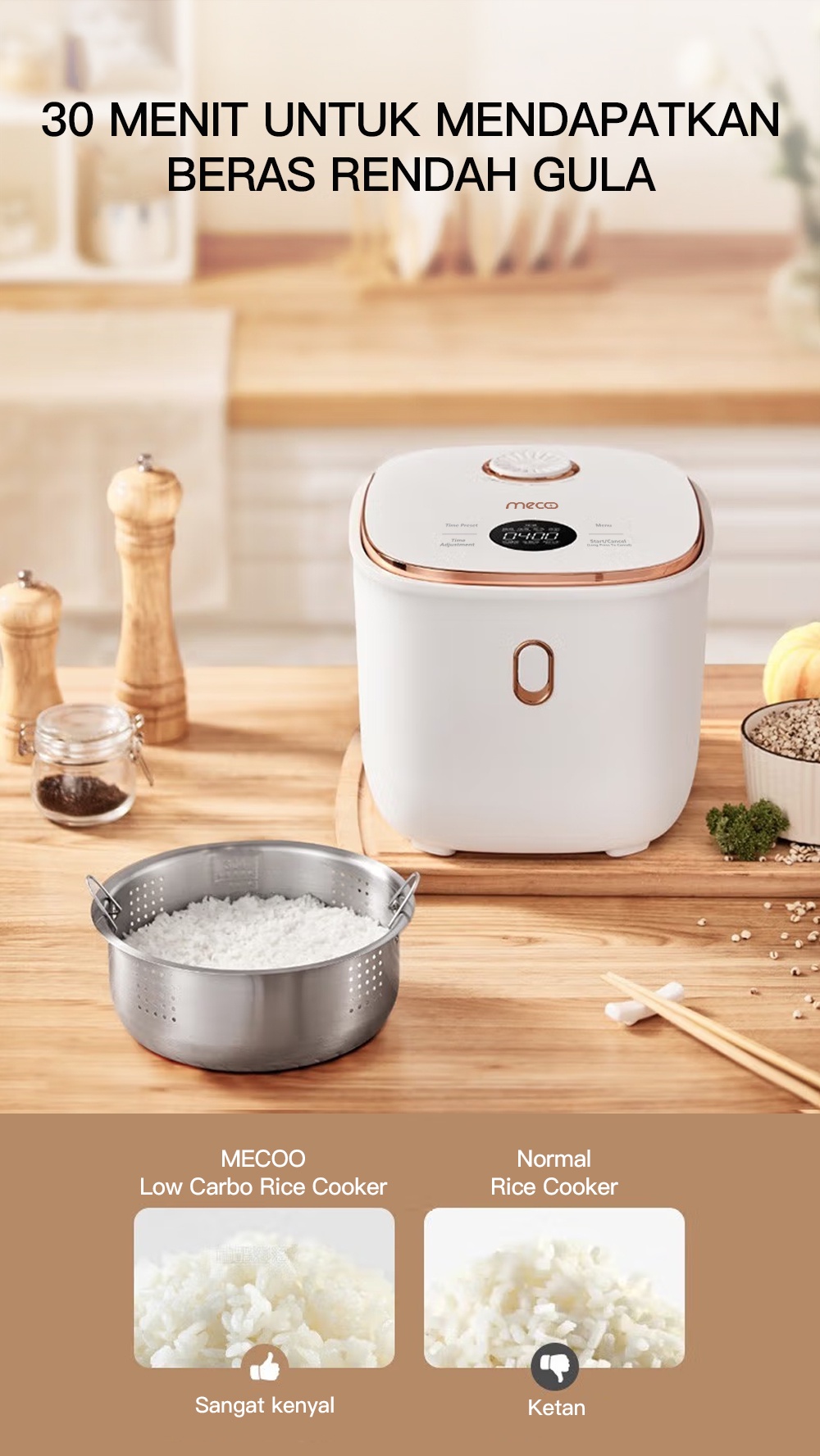 Jual Mecoo Most Aesthetic Rice Cooker Low Carbo Low Sugar Ceramic ...