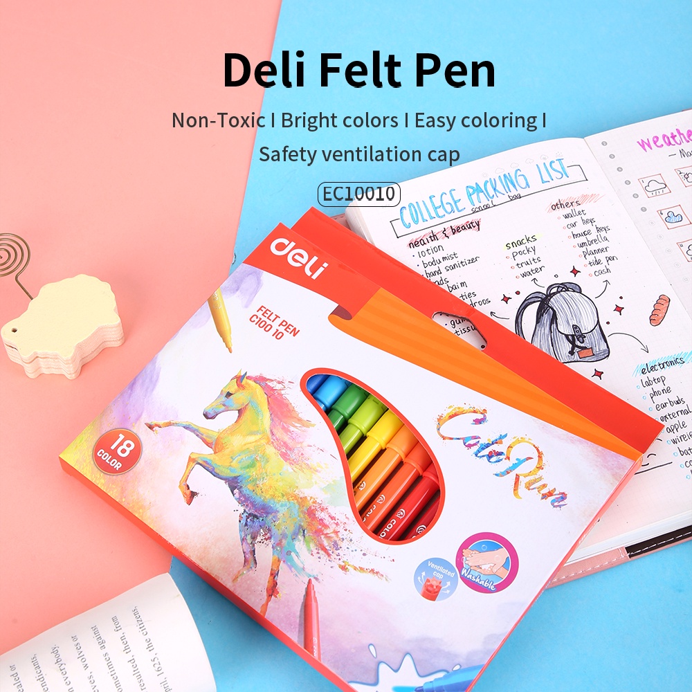 Jual Deli Spidol 18 Warna Tidak beracun Warna Cerah EC10010 | Shopee ...