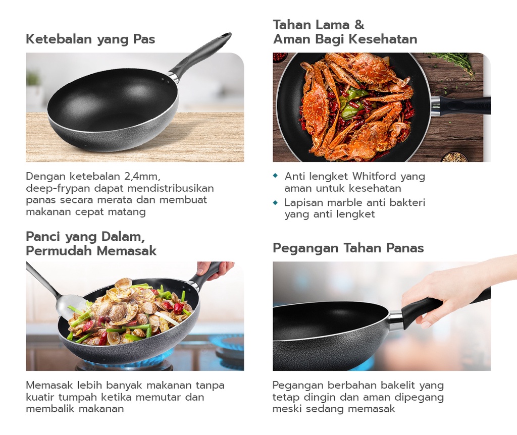 Jual Sunhouse SHS Deep Frypan Anti Lengket Hitam 20, 22, 24, 26, 28, 30 cm 1 Pcs | Shopee Indonesia