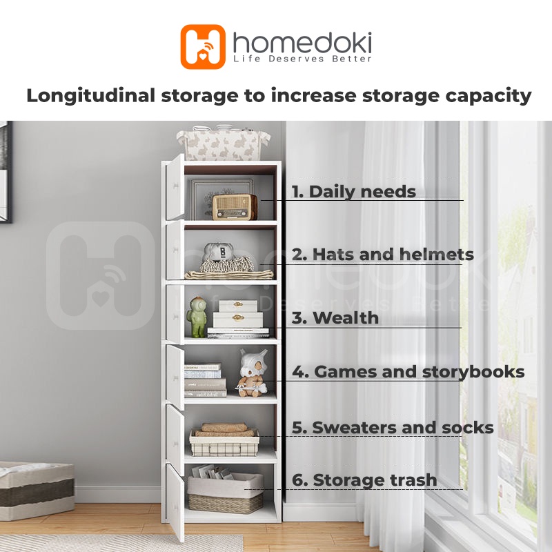 Jual Homedoki Kabinet penyimpanan kayu / lemari kabinet / 4/5/6-Tier ...