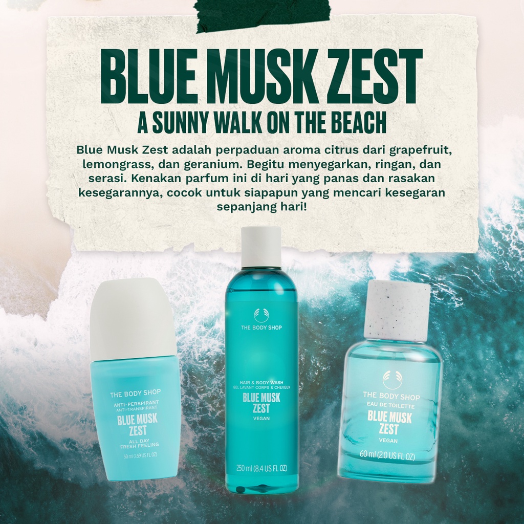 Jual The Body Shop Blue Musk Zest Eau De Toilette Parfum EDT 60Ml ...