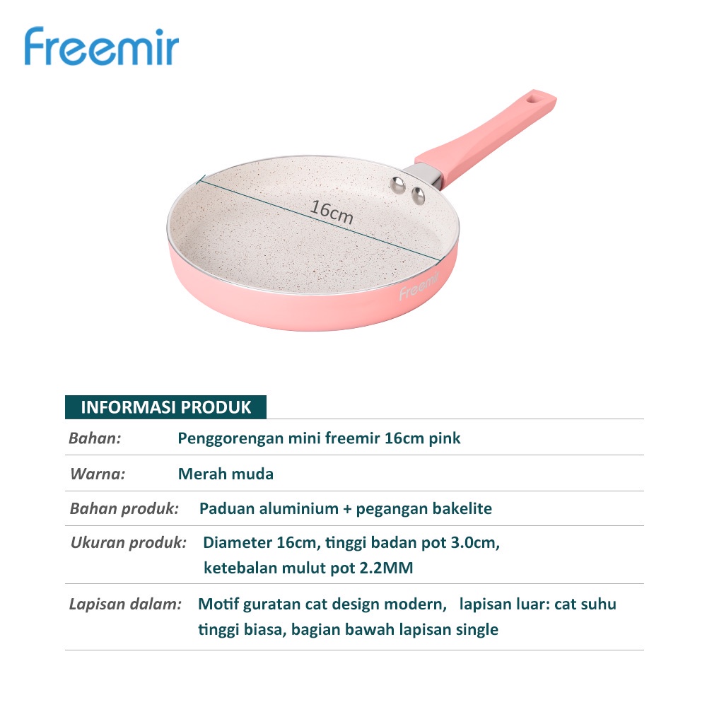 Jual [OFFICIAL] freemir Sakura Series wajan Omlet egg fry pan Mini 16 ...