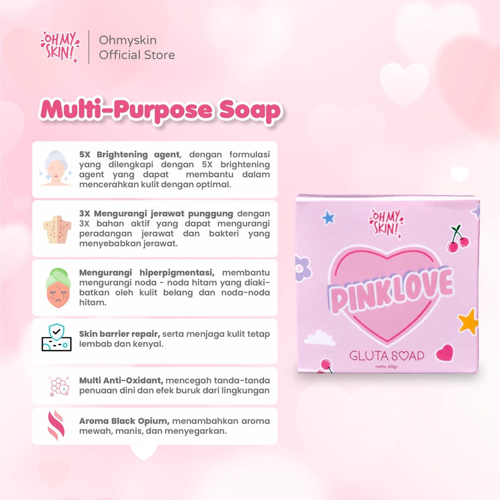 Jual Oh My Skin ! PINK LOVE GLUTA SOAP sabun pencerah badan Mencerahkan ...