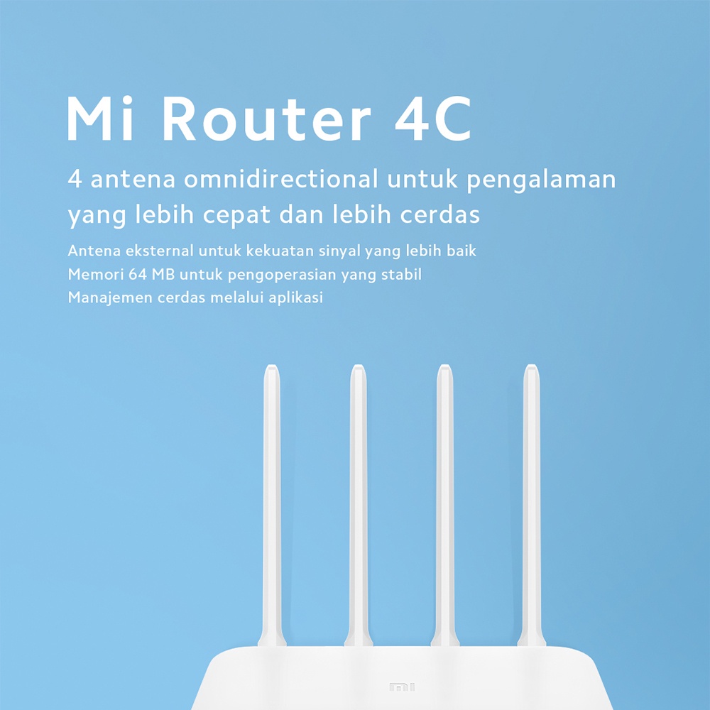 Jual Xiaomi Router 4C | 4 Antena Omnidirectional | Memori 64 MB 300Mbps | 2.4GHz | Smart Control ...