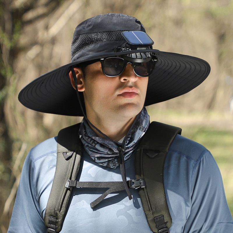 Jual Topi Dayan Fan Hat Summer Outdoor Men's Solar Energy Rechargeable ...
