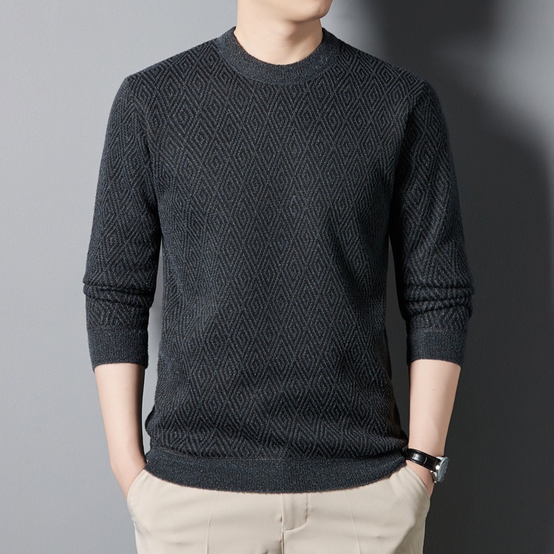 Jual Sweter Pria Live streaming plush and thick knit men's top winter ...
