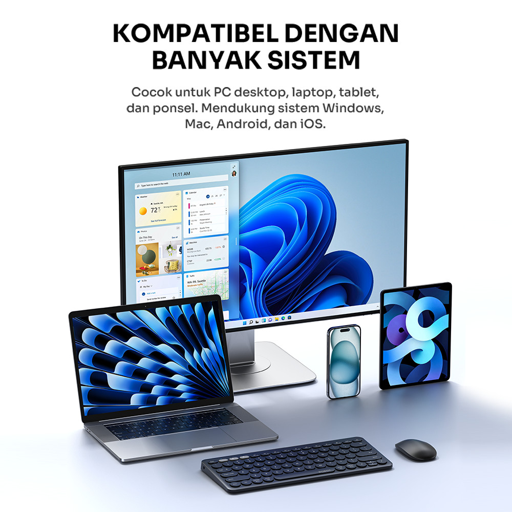 Jual ROBOT Keyboard Wireless 3 Koneksi Bluetooth USB Silent Keys Multi-Device Untuk Ipad Tablet ...