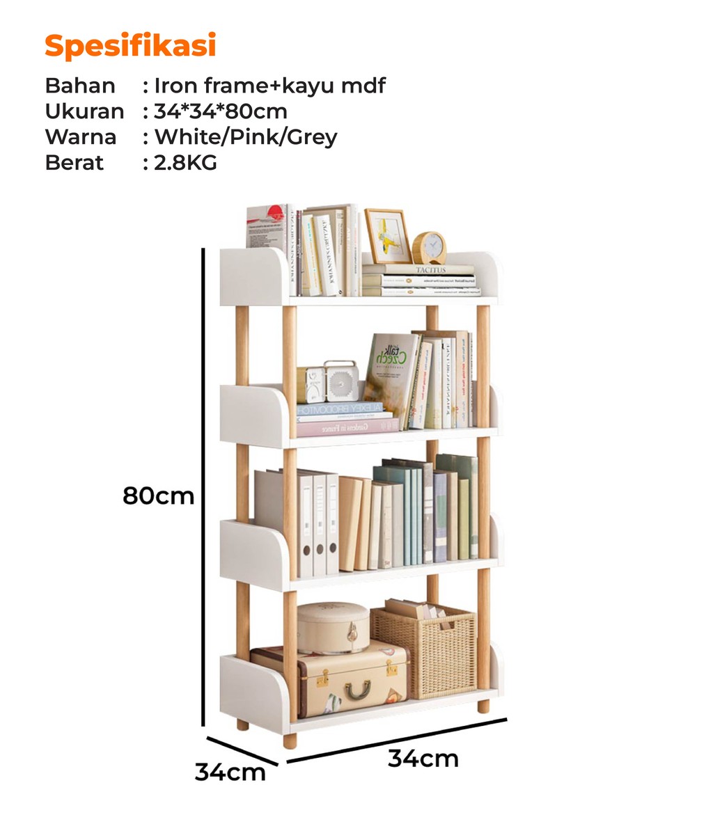 Jual Homedoki Rak Buku / Lemari Buku Serbaguna 4 Susun / Rak ...