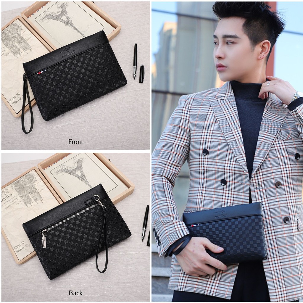 Jual GLADIO Tas Pria Clutch Velda Hitam Hand Bag Kulit Pria Motif Keren ...