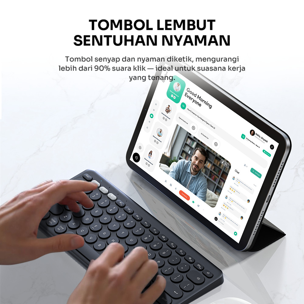 Jual ROBOT Keyboard Wireless 3 Koneksi Bluetooth USB Silent Keys Multi ...