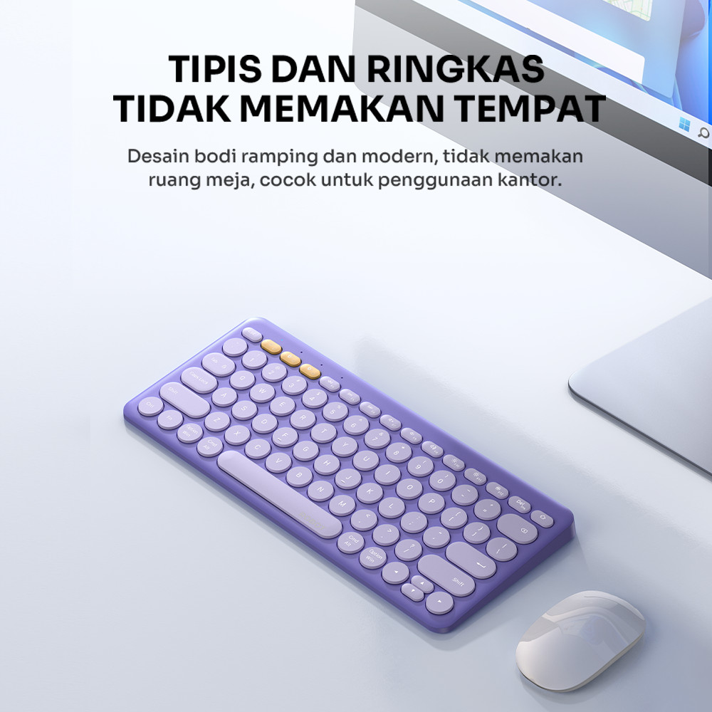 Jual ROBOT Keyboard Wireless 3 Koneksi Bluetooth USB Silent Keys Multi ...
