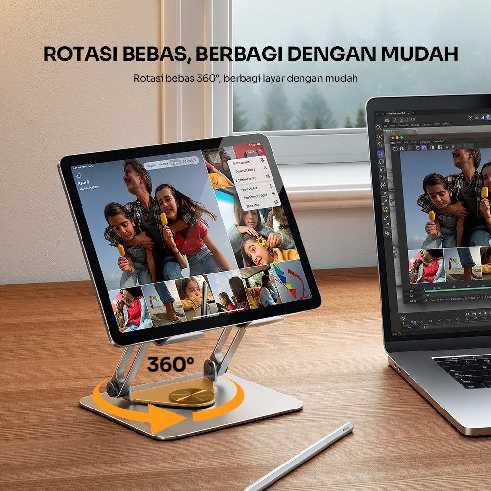 Jual ROBOT Stand Laptop Lipat Adjustable Ergonomis Full Aluminium Anti Slip Holder Tablet HP ...