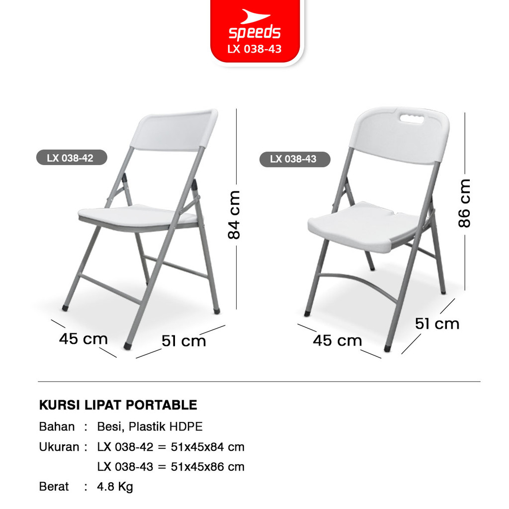 Jual SPEEDS Kursi Lipat Portabel Bangku Lipat Serbaguna Indoor Outdoor Kursi Cafe Rumah 038-43 ...