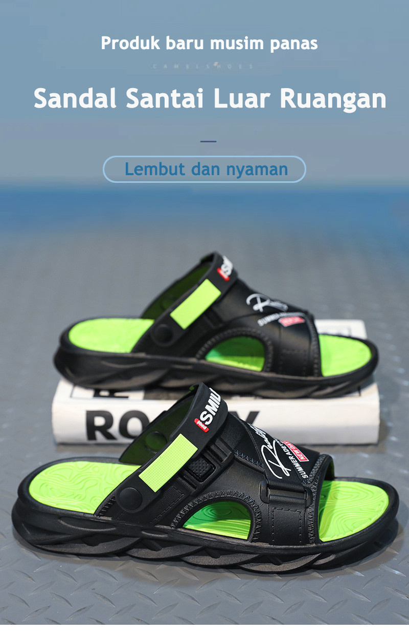 Jual Sandal Pria Musim Panas Baru Sandal Pantai Anti-Selip Besar Pria ...