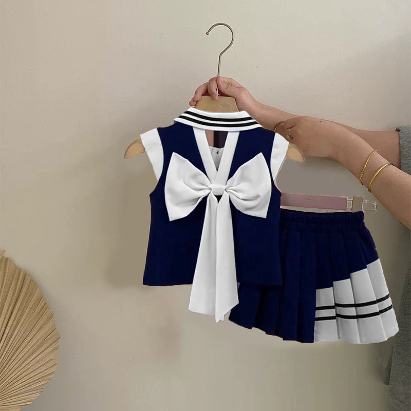 Jual Girls Summer College Children's Set Girl Korea Two-Piece Set 2025 ...