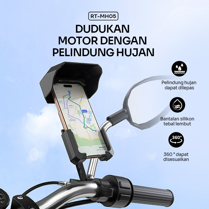 Jual ROBOT Holder HP Motor Anti Hujan Silikon Rotasi 360 Derajat Holder Spion Stang Motor ...