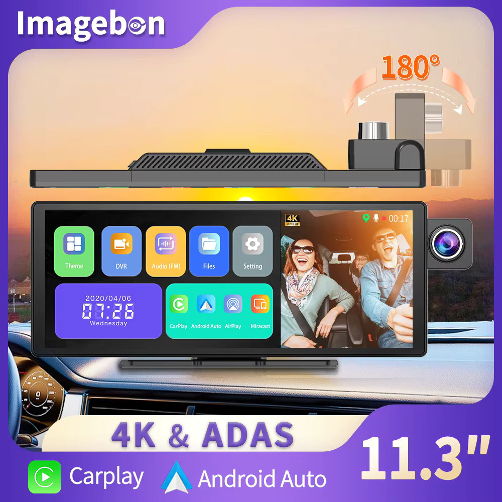 Jual 11.3 "Imagebon H50 Dash Cam 4K ADAS Wireless CarPlay & Android ...