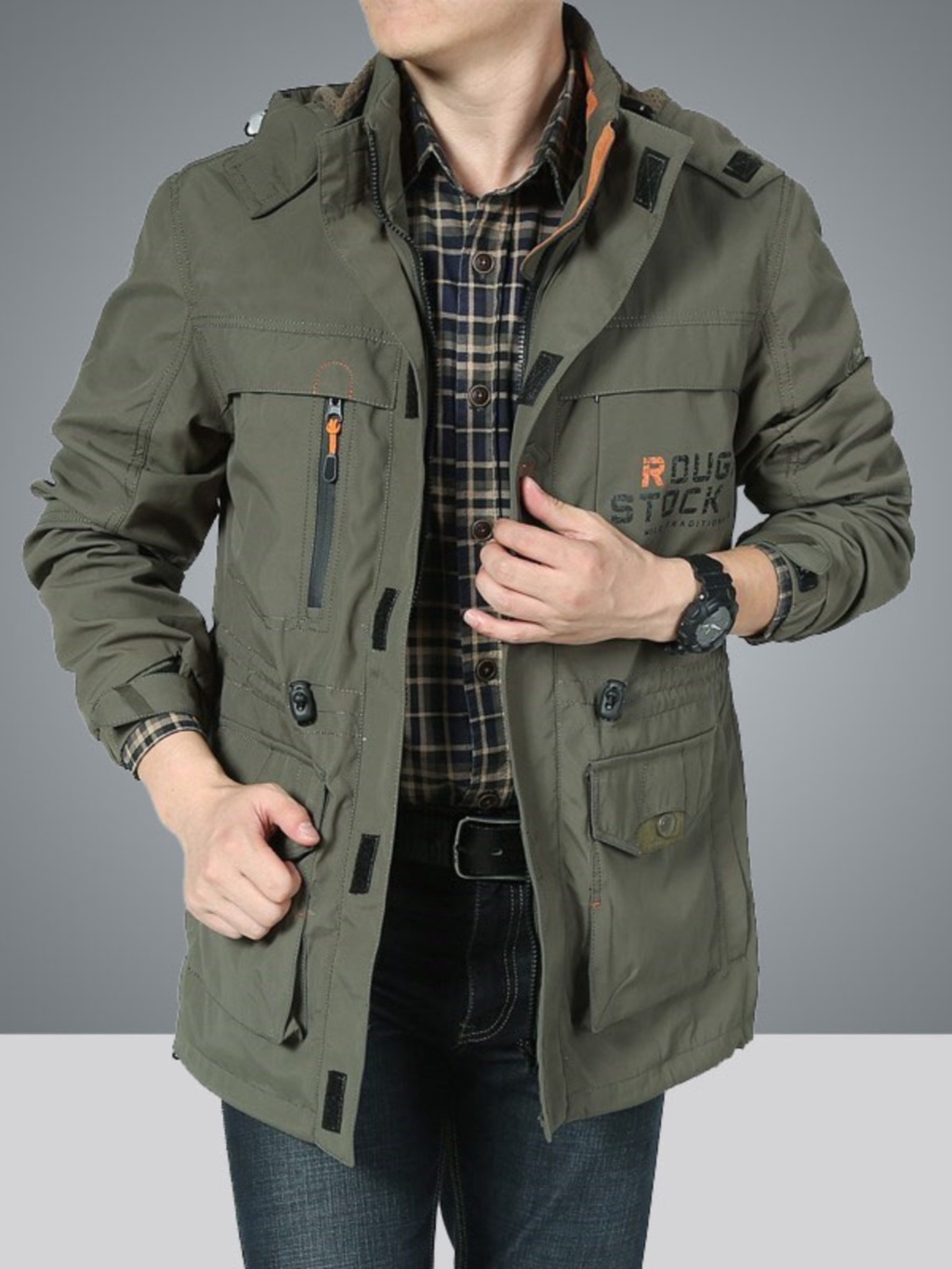 Jual jaket army New Men's Wear Jacket Casual Loose Large Charge Coat ...