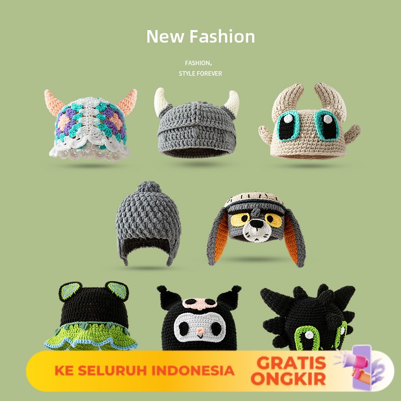 Jual Topi Topi comel lucu buatan tangan penjaga telinga berlutut gugur ...