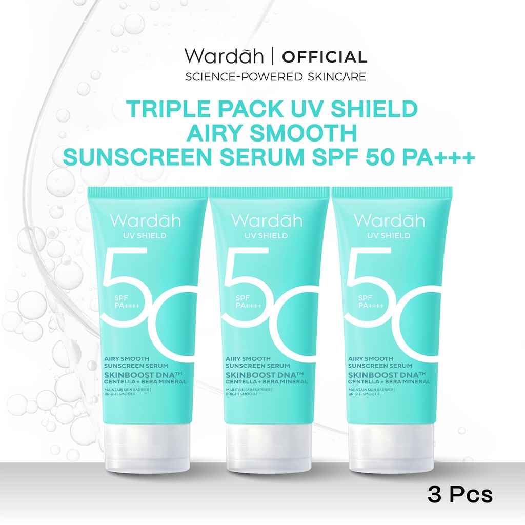 Jual Triple Pack Wardah UV Shield Airy Smooth Sunscreen Serum SPF 50 25 ...