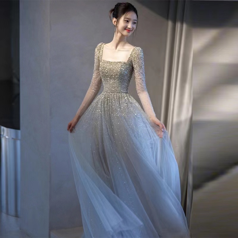 Jual Gaun pesta mewah elegan Host Evening Dress Female New Light Luxury ...