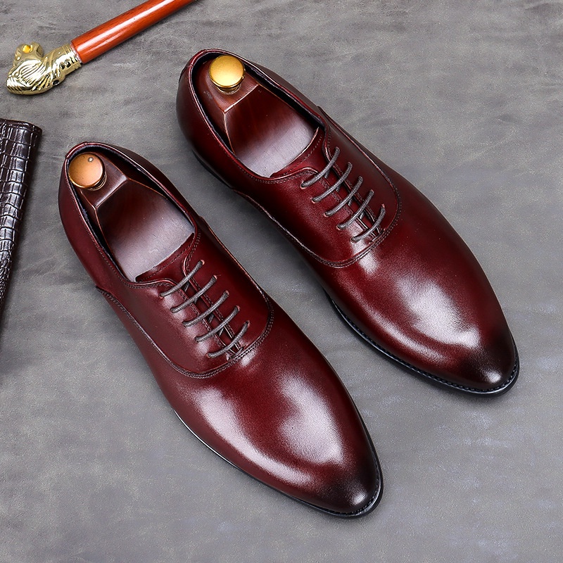 Jual Kulit asli lapisan atas bisnis sepatu besar lace up rendah sapi ...