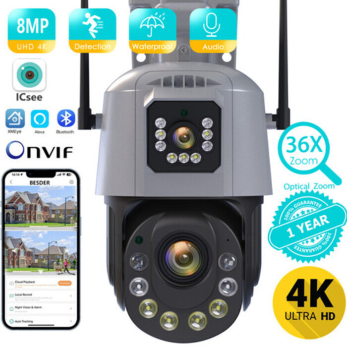 Jual BESDER 36X Optical Zoom 8MP WiFi PTZ diluar Ai CCTV Audio 120M IR ...