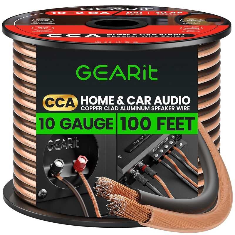 Jual GearIT 1 10 Speaker (100 Feet), Clad Aluminum, CCA Thick Gauge Copper Wire for Stereo ...