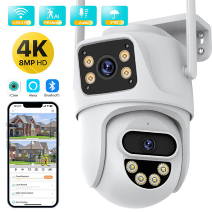 Jual Kamera WiFi IP Anti-Air Outdoor 8MP 4K HD PTZ Cam Dual Lens Auto ...