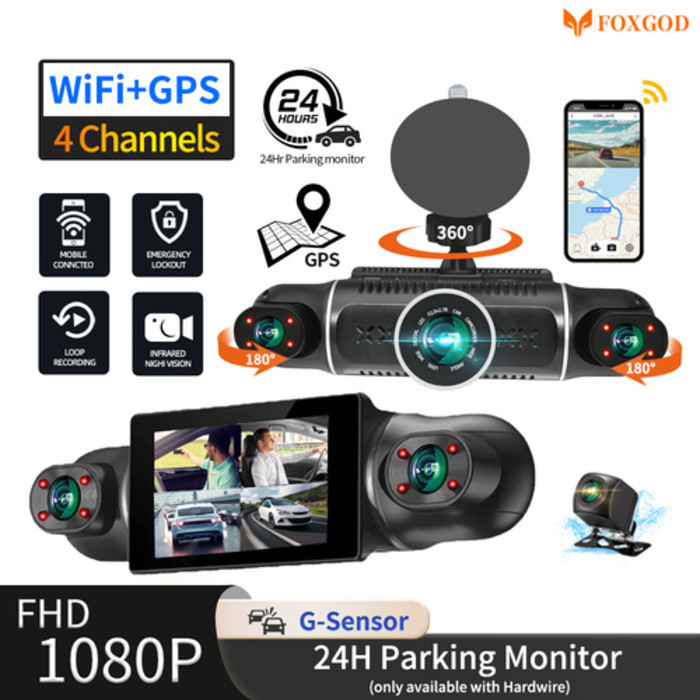 Jual Mobil DVR Dash Cam WiFi GPS FHD 4 Lens*1080P Dashboard Camera 24Hr ...