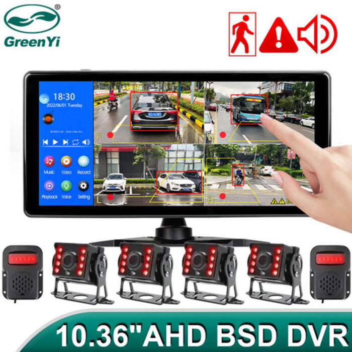 Jual 10.36" 4CH Smart Blind Spot Radar BSD Alarm Truck Bus Car DVR ...