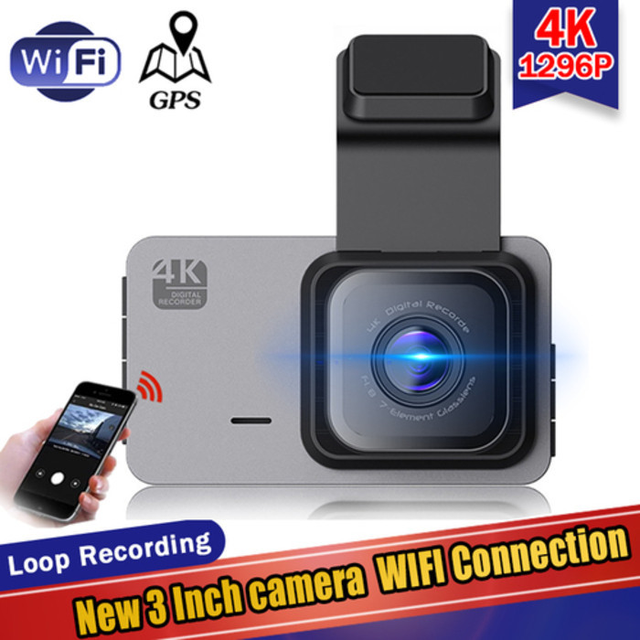 Jual Mobil DVR 3.0 Inch Wifi 4K&1296P Dual Lens Rear View Dash Cam ...