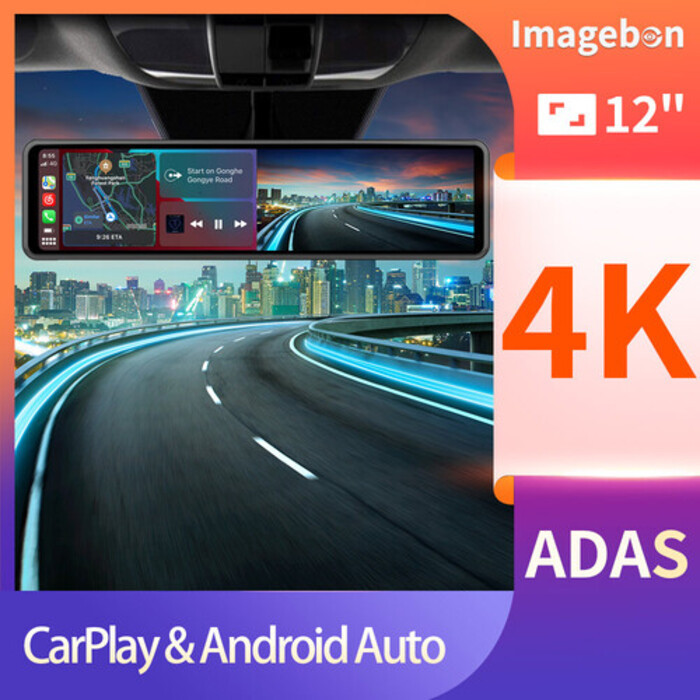 Jual Imagebon 12" 4K ADAS Dash Cam Wireless CarPlay & Android Auto 5G WiFi Rearview Mirror Car ...