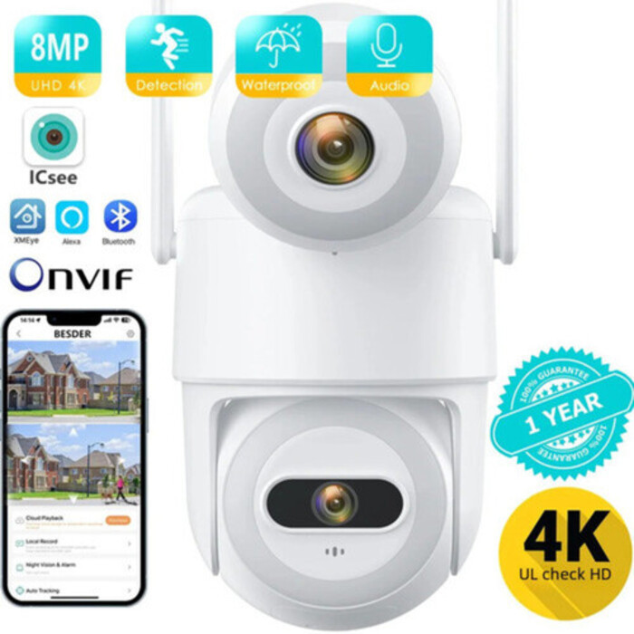 Jual 8MP Wifi IP Deteksi Manusia Auto Tracking Outdoor 4K Dual Screen ...