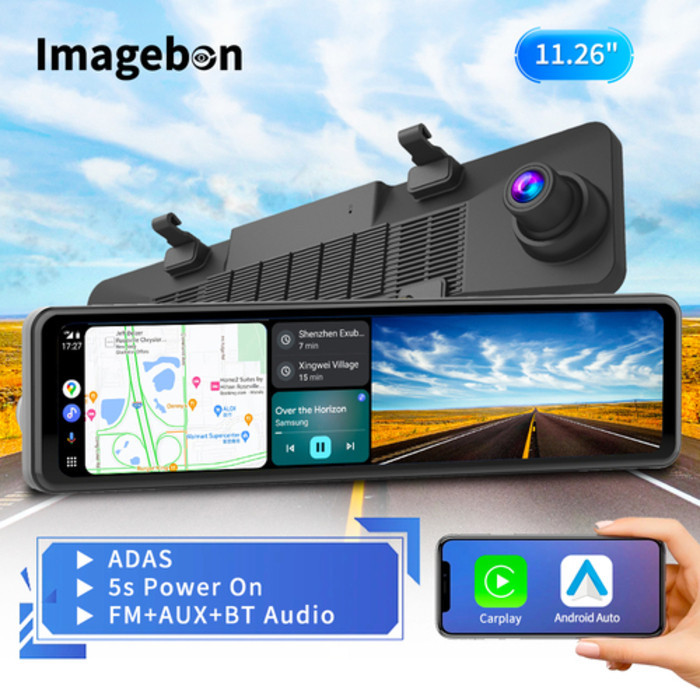 Jual 11.26" 4K Dash Cam Wireless CarPlay Android Auto ADAS AUX Car DVR WiFi GPS 24h Parking ...