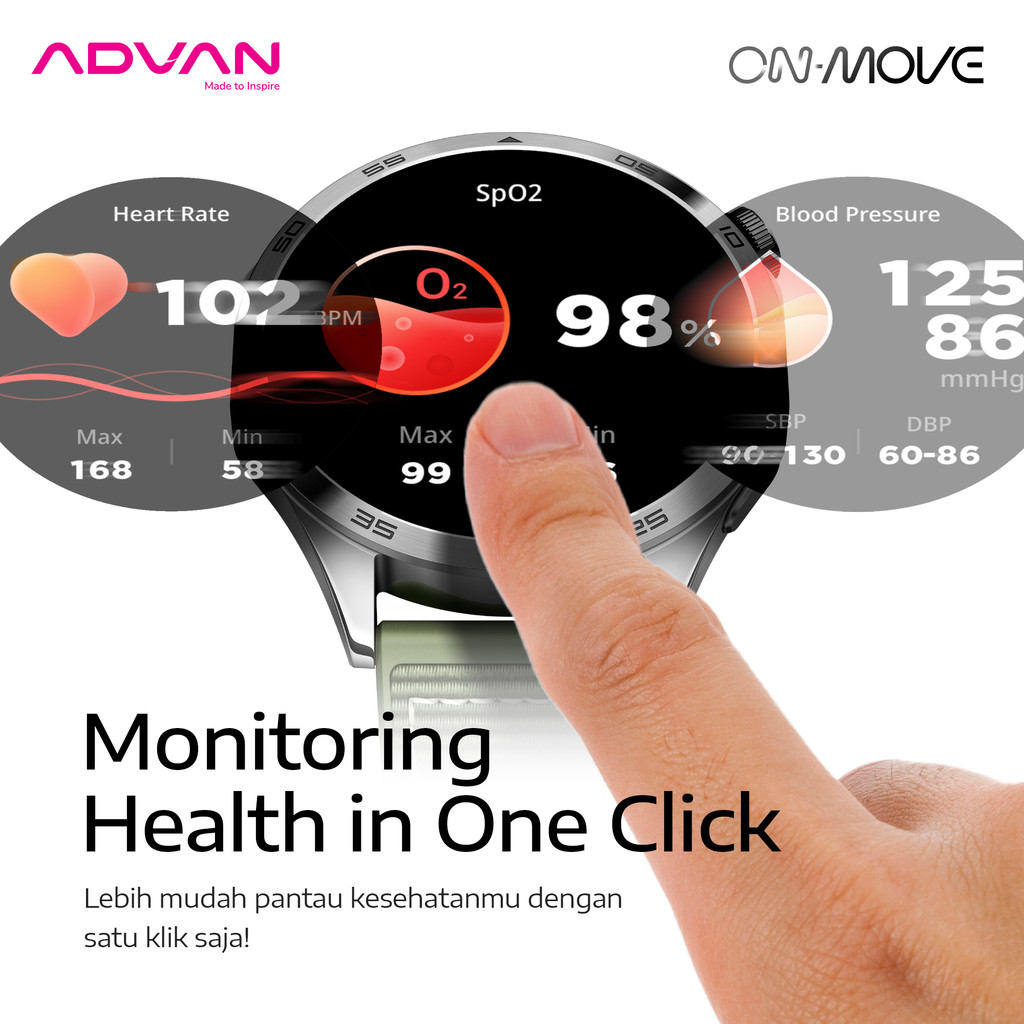 Jual [BEST DEAL] ADVAN Smartwatch On Move GPS Ai Assistant Amoled 1.43 ...