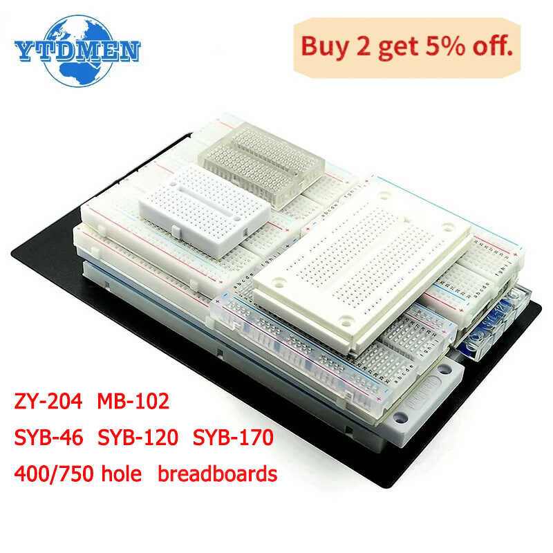 Jual 830 Breadboard 400 Point Solderless PCB Bread protoboard ZY-204 ...