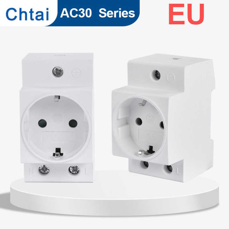 Jual Eu AC30 Power Sockets - Jerman Eropa Modular Din Rail Socket 10A 16A 250V Industrial ...