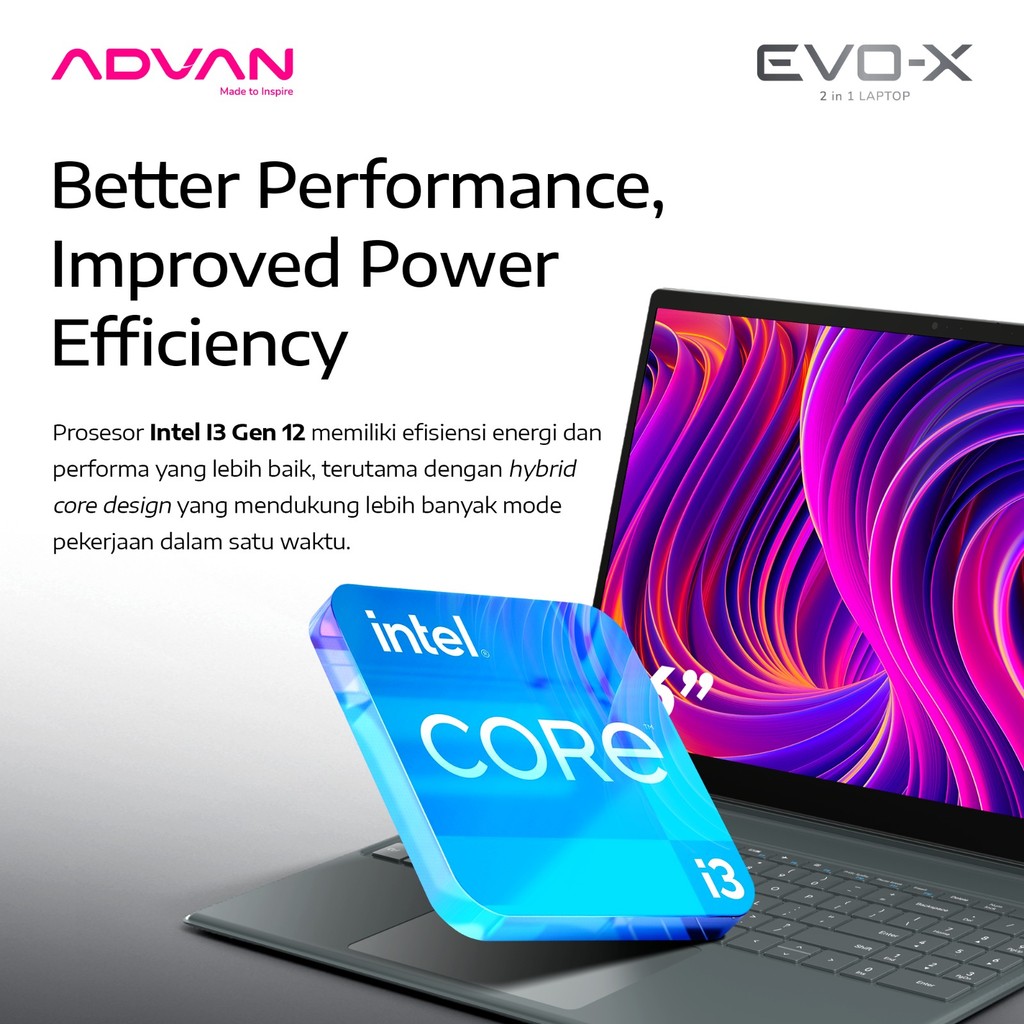 Jual [BEST DEAL] ADVAN Laptop 2 in 1 EVO-X 16” Touch Screen Detachable 2.5K Display Intel i3 ...