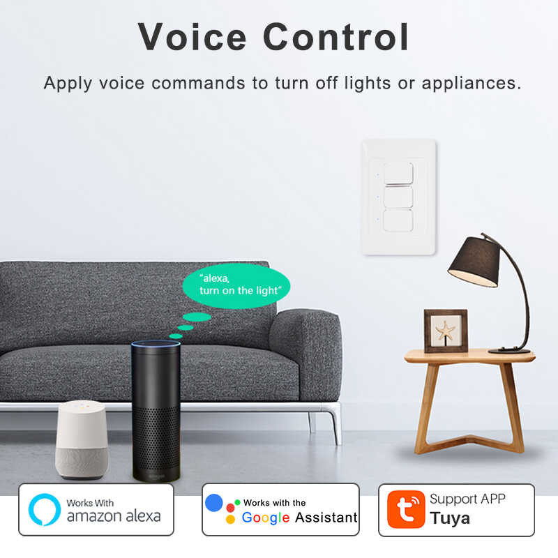 Jual Tuya Light WiFi Smart Wall Push Button Interruptor 110-240V 1/2 ...