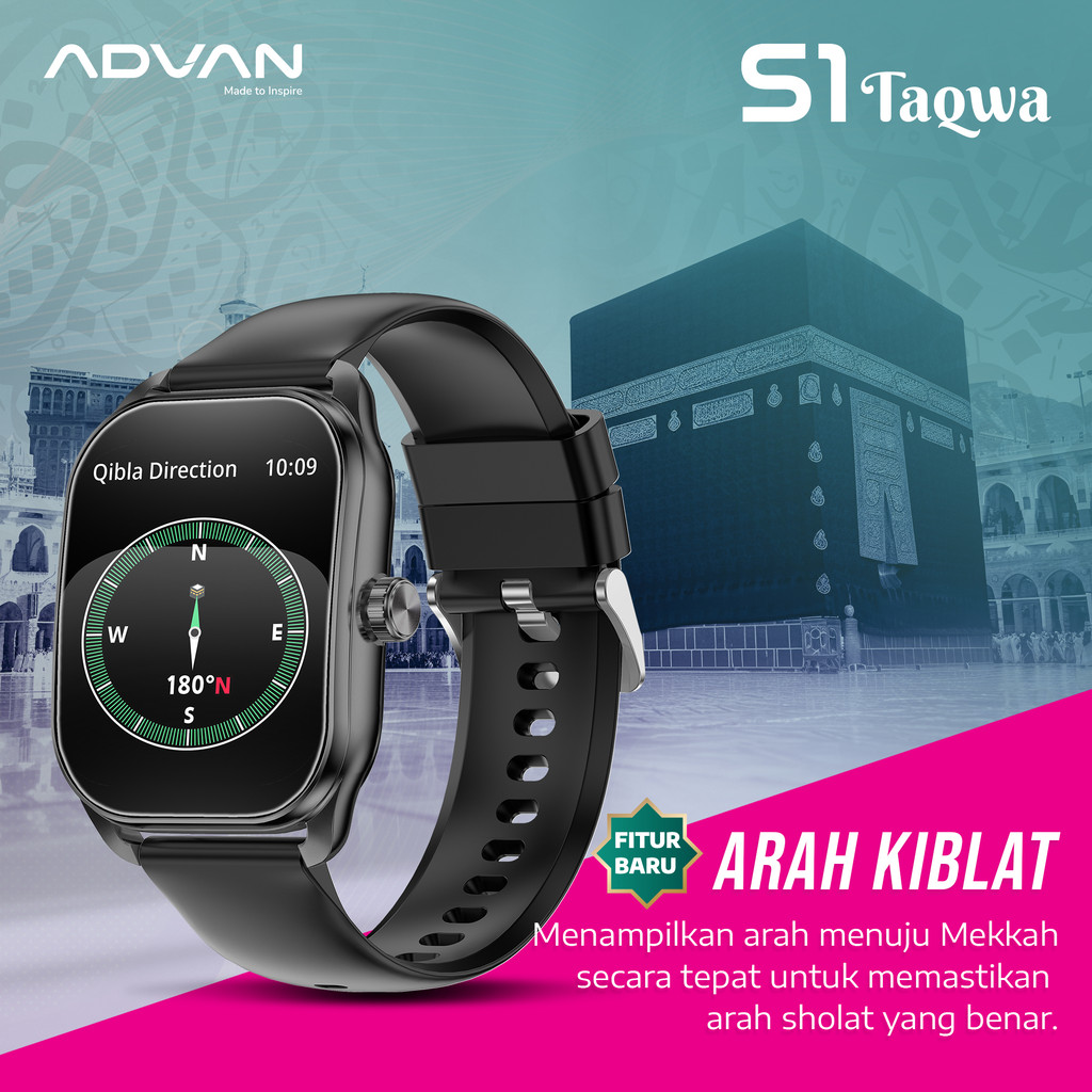 Jual ADVAN Smartwatch S1 Taqwah – Fitur Islami IPS 2.01” Ai Voice Bluetooth Calls 100+ Sports ...