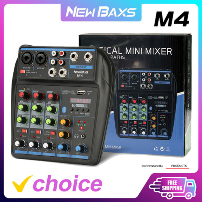 Jual M4 BAXS Audio Mixer 4-Channel Sound Mixing Console M8 mendukung ...